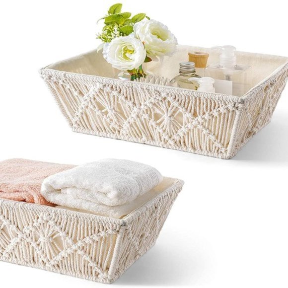 Urban Outfitters | Accents | 2pc Uo Macrame Woven Boho Storage Baskets ...
